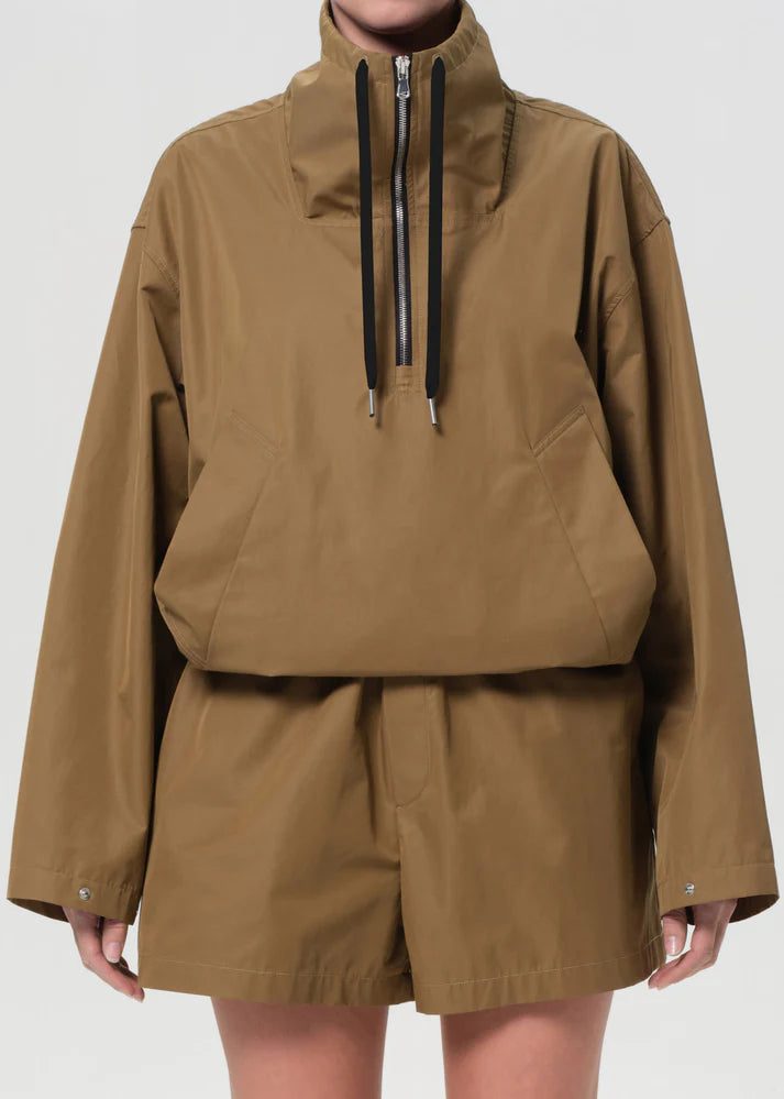 Agolde Lydia Nylon Popover Anorak - Khaki – The Fold
